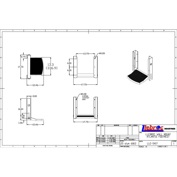 Console Mounted Fold Down Footrest - Llebroc Marine Seating