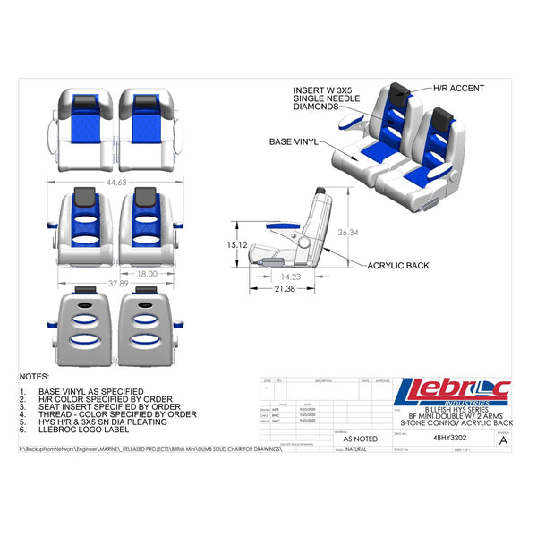 Double Billfish Hydrosport Series Marine Seat - Llebroc
