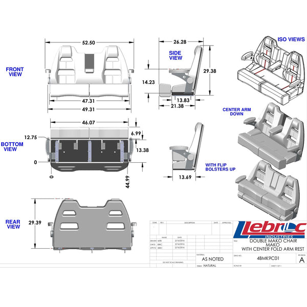 Mako 53" Bench - Llebroc Marine Seating