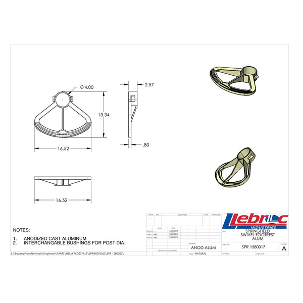 Springfield Swivel Footrest - Llebroc